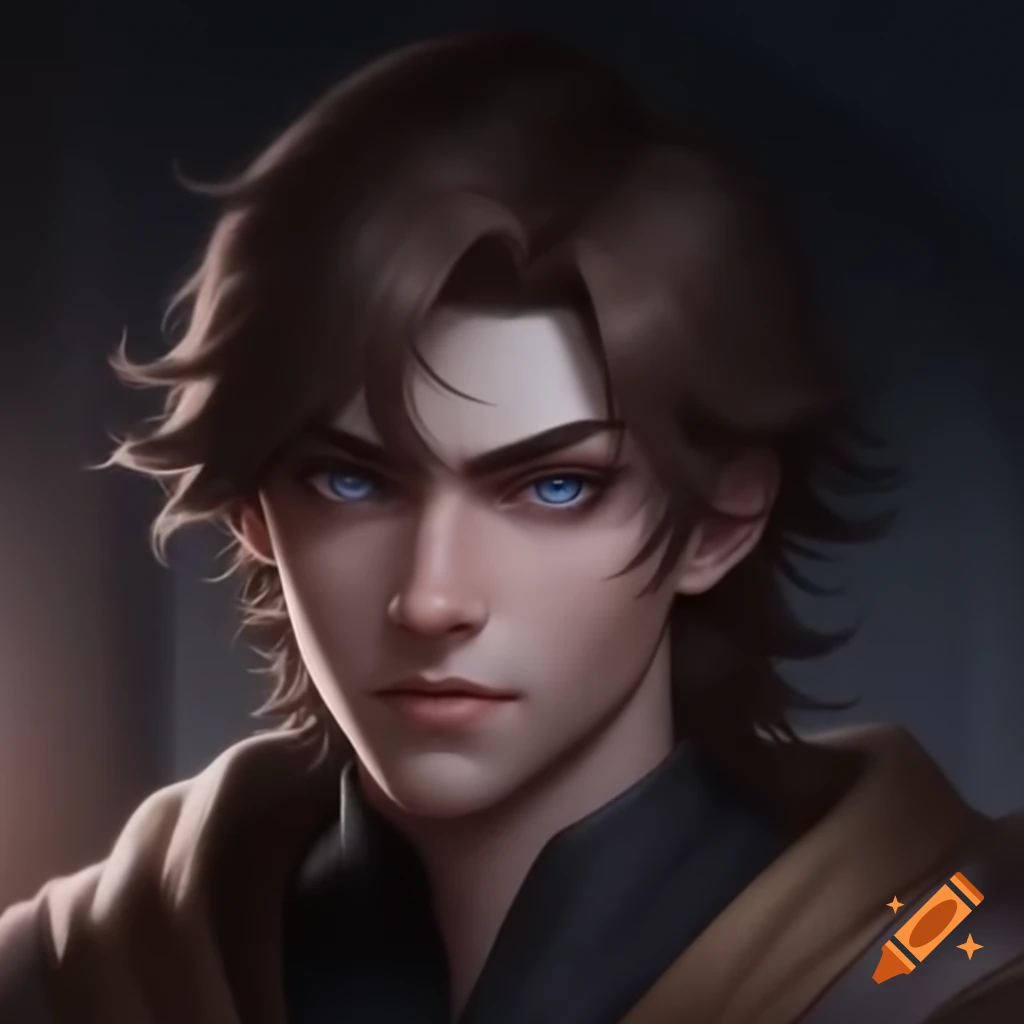 Young man with brown hair and silver eyes wearing dark auror robes on ...