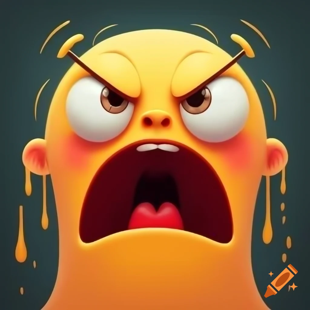 Cartoon scared face with wide open eyes and mouth on Craiyon