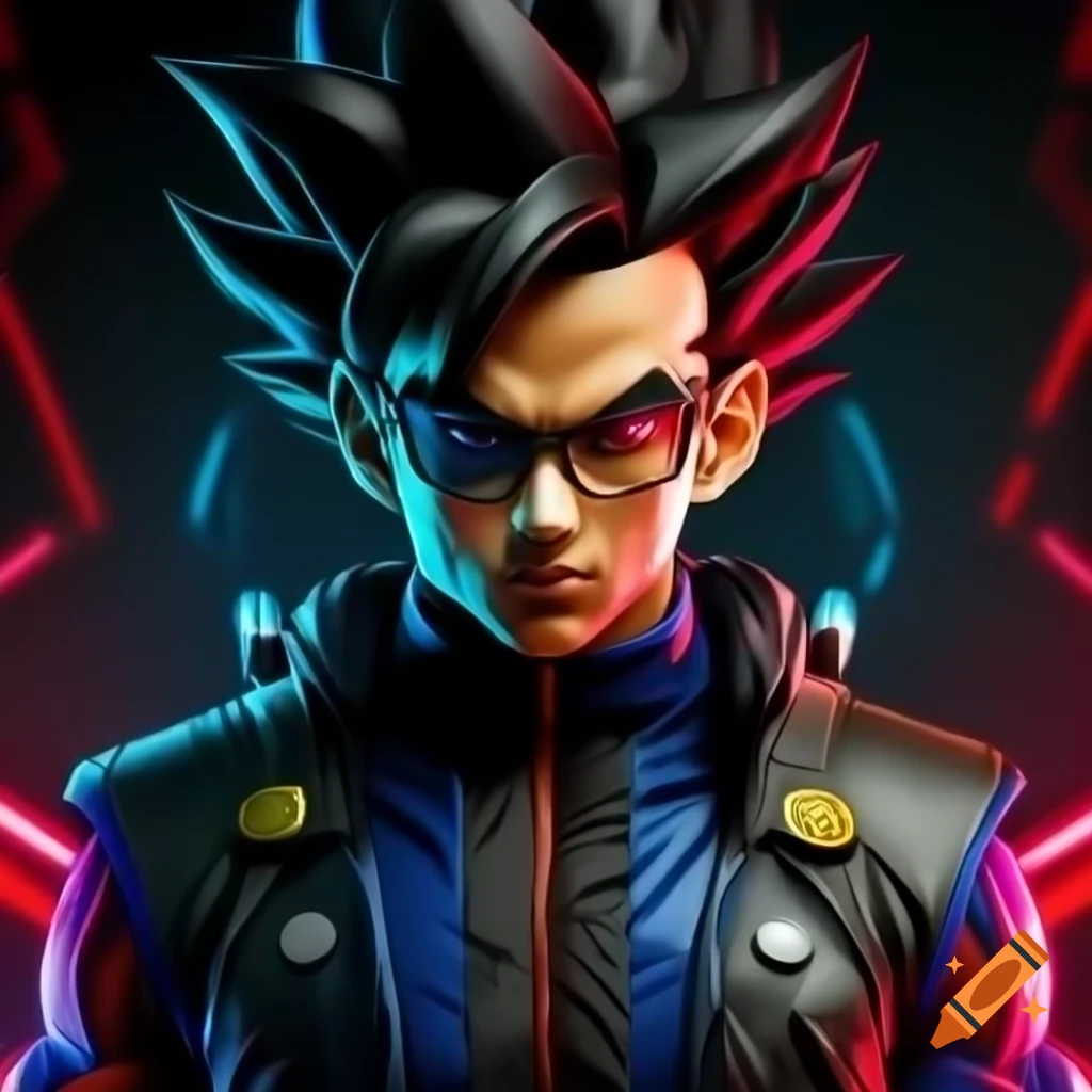 Futuristic headshot of Dragon Ball Gohan in cyber tech outfit and ...