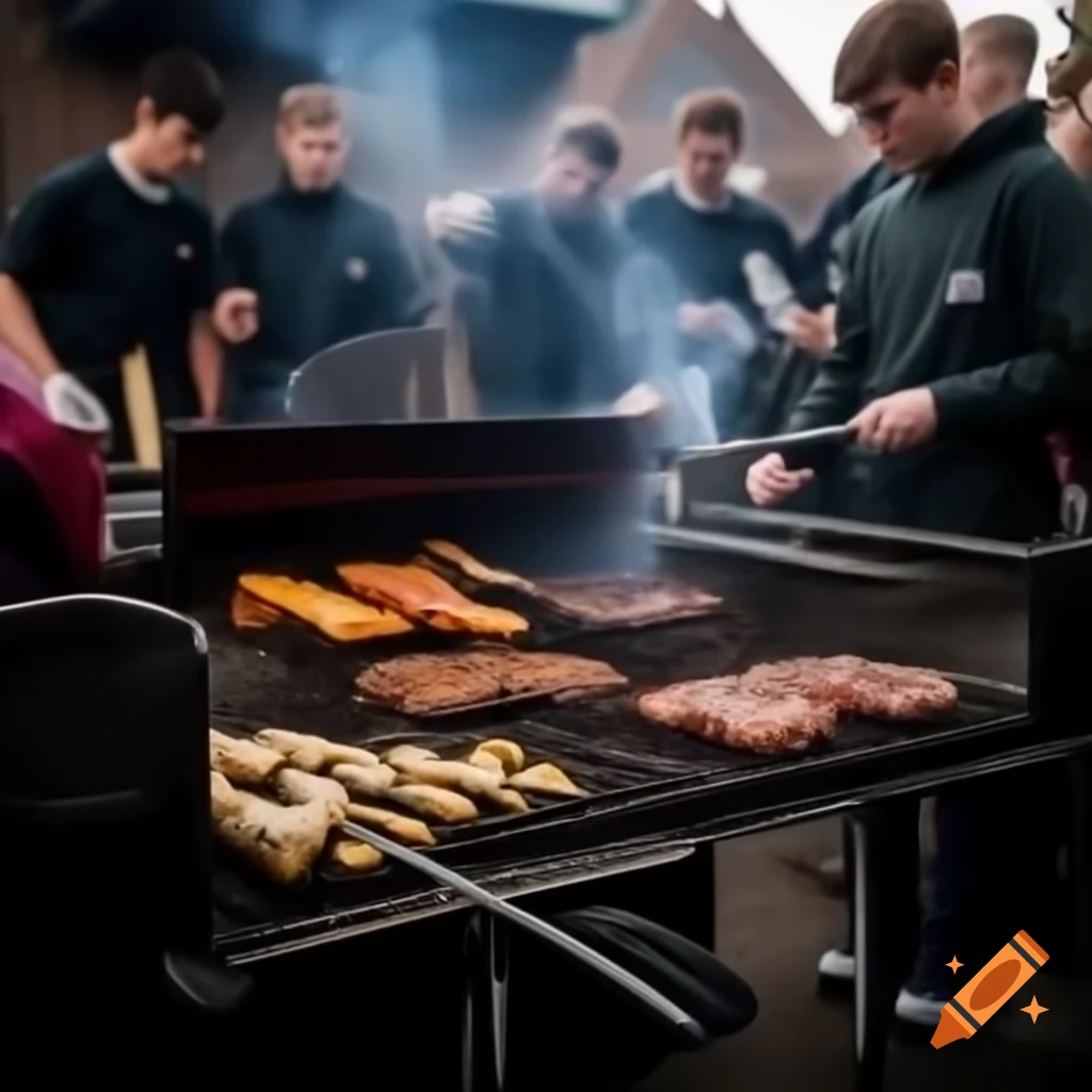 BBQ grillmaster students engaged in a cooking competition in Holland on Craiyon