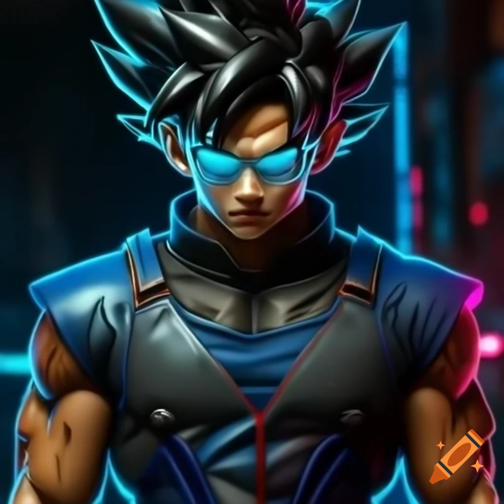 Futuristic headshot of Dragon Ball Gohan in cyber tech outfit and ...