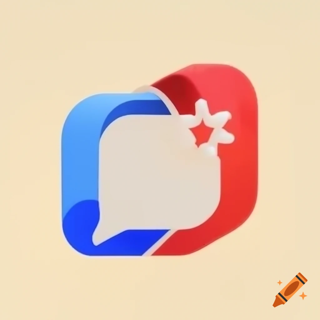 Chat app logo design in red, gold, blue, and steel colors on Craiyon
