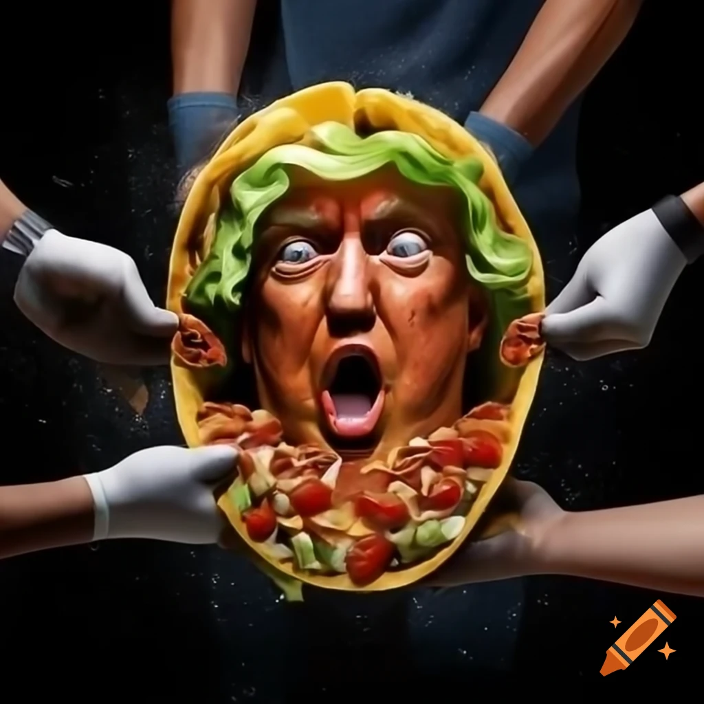 Satirical image of taco-shaped head representing a political figure ...