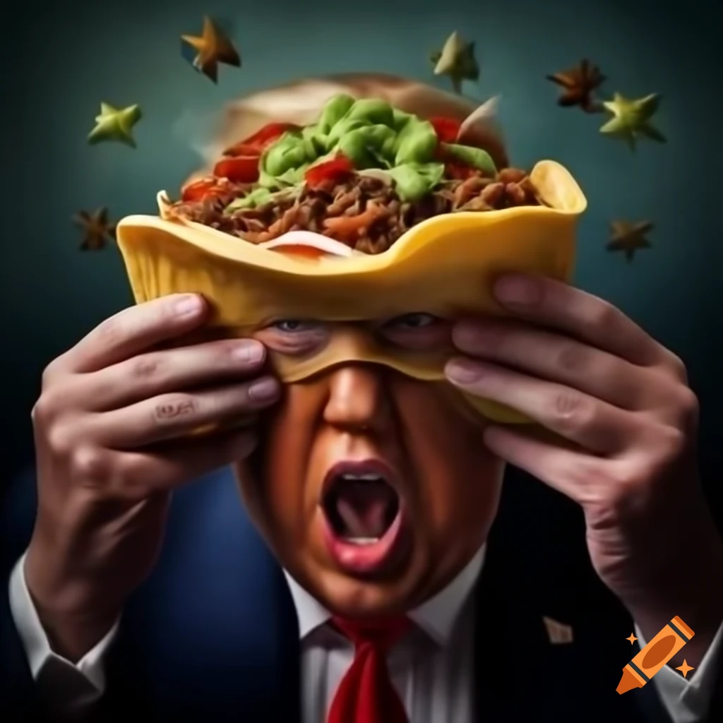 Satirical image of taco-shaped head representing a political figure ...