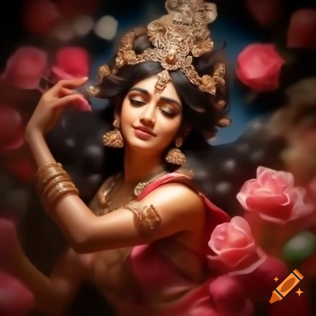 Ancient Gandhara portrait of Yakshini beauty in dynamic dance pose on Craiyon