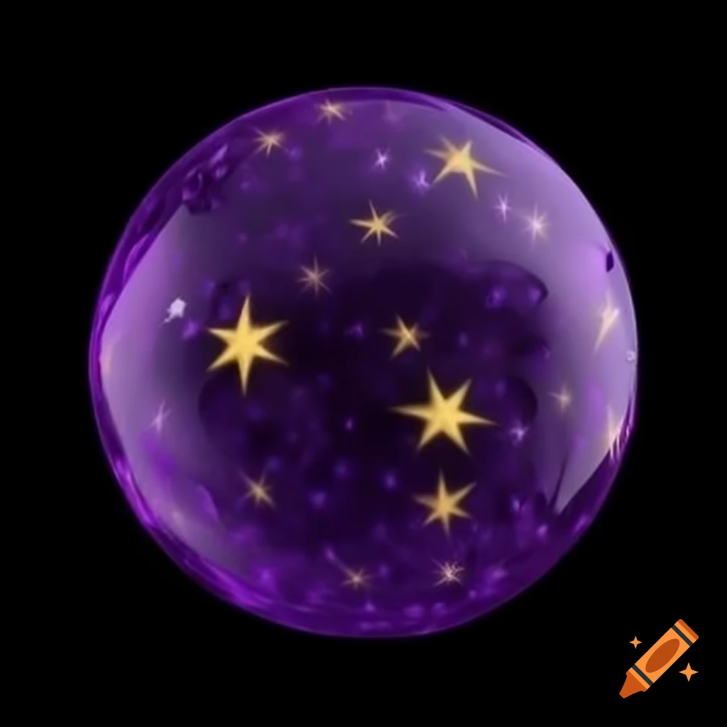 Midnight purple translucent orb with golden speckles on Craiyon