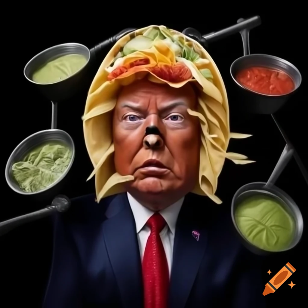 Satirical image of taco-shaped head representing a political figure ...