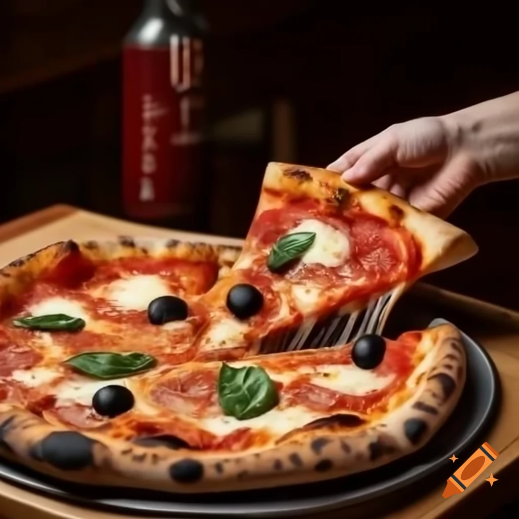 Delicious Neapolitan pizza on a plate on Craiyon