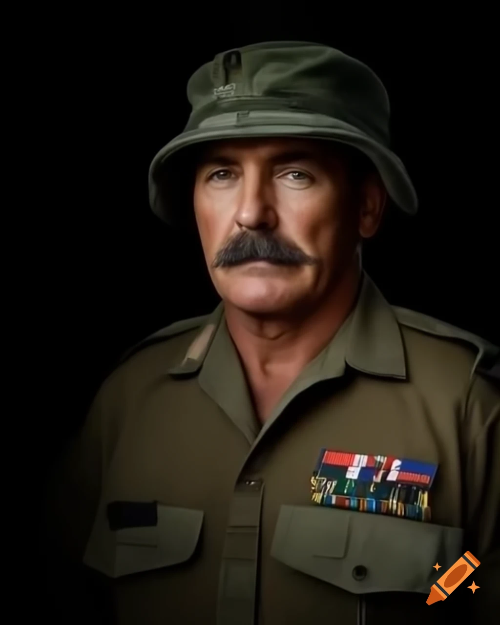 Army captain in Australian uniform with confident expression on Craiyon