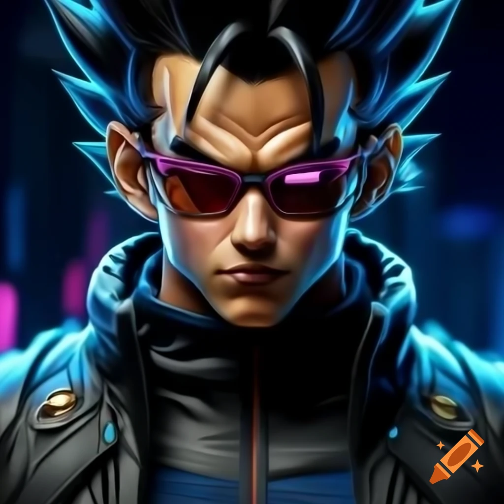 Futuristic headshot of Dragon Ball Gohan in cyber tech outfit and ...