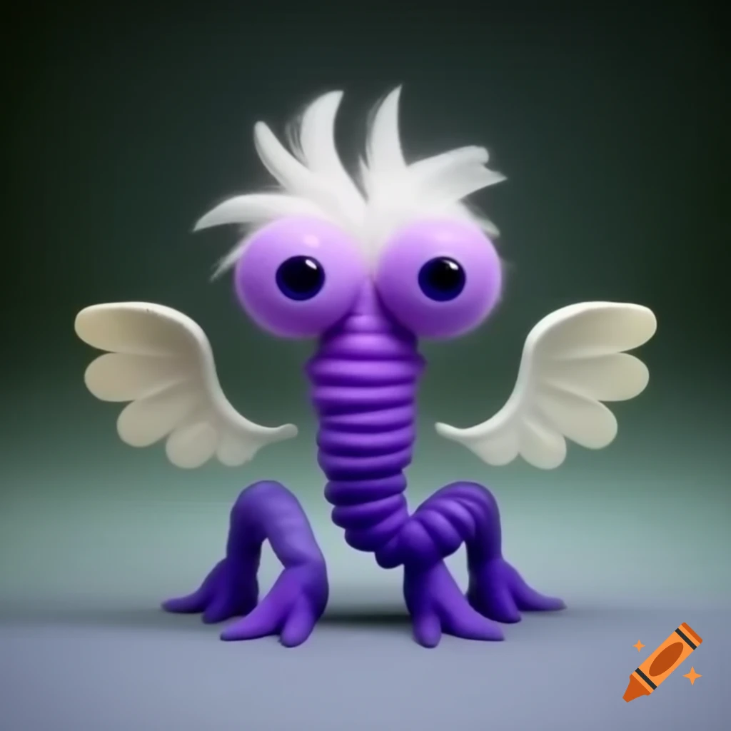 Whimsical creature with three eyes, circular head and body, four legs ...