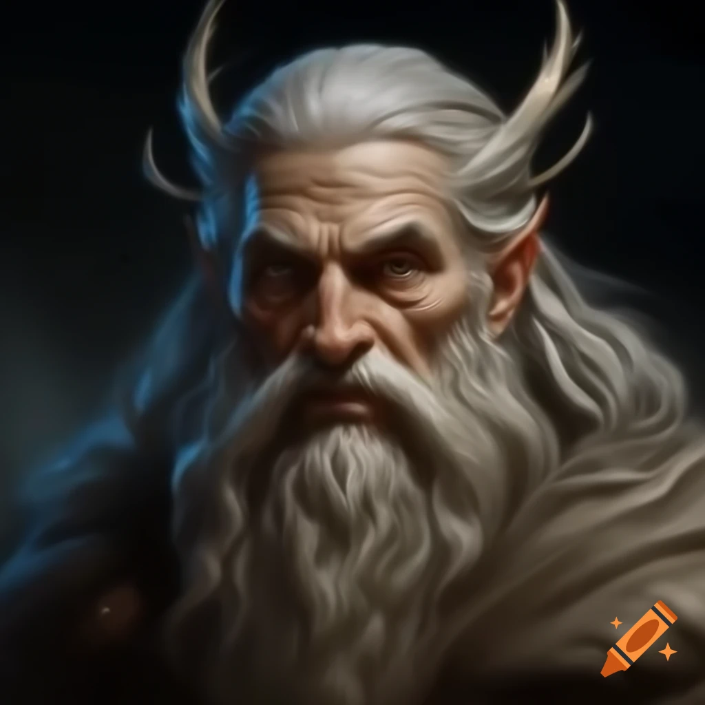 Photorealistic portrait of Odin, the Allfather, featuring detailed ...