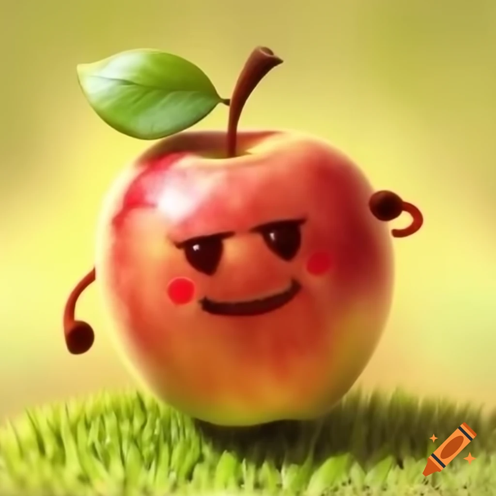 Illustration of a smiling apple on Craiyon