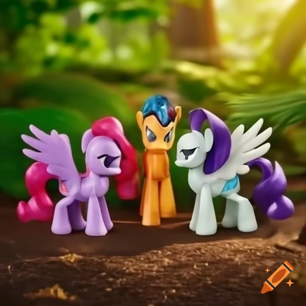My Little Pony action figures in a forest choosing between two options ...