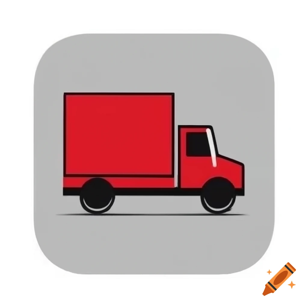 Vector icon of small truck delivering Coca-Cola in red and black on Craiyon