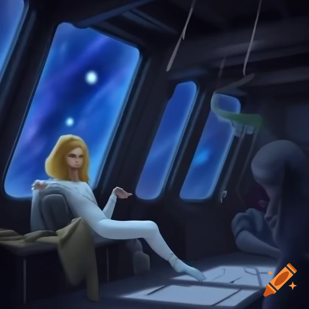 Bio containment room inside a spaceship with a human on Craiyon