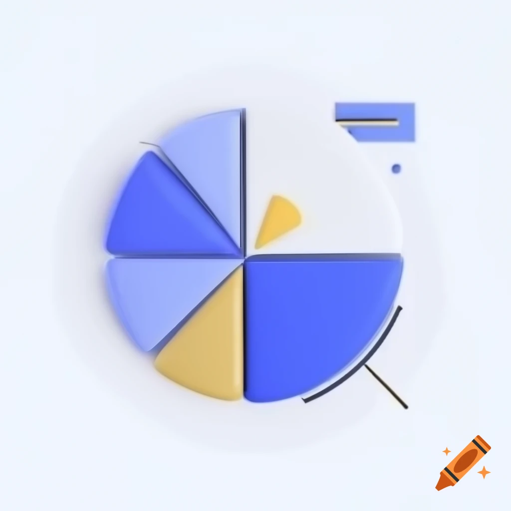 Minimal abstract pie chart on white background with soft gradient on ...