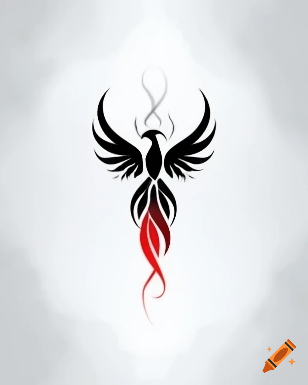 Minimal black and silver logo of Phoenix emerging from red flames on ...