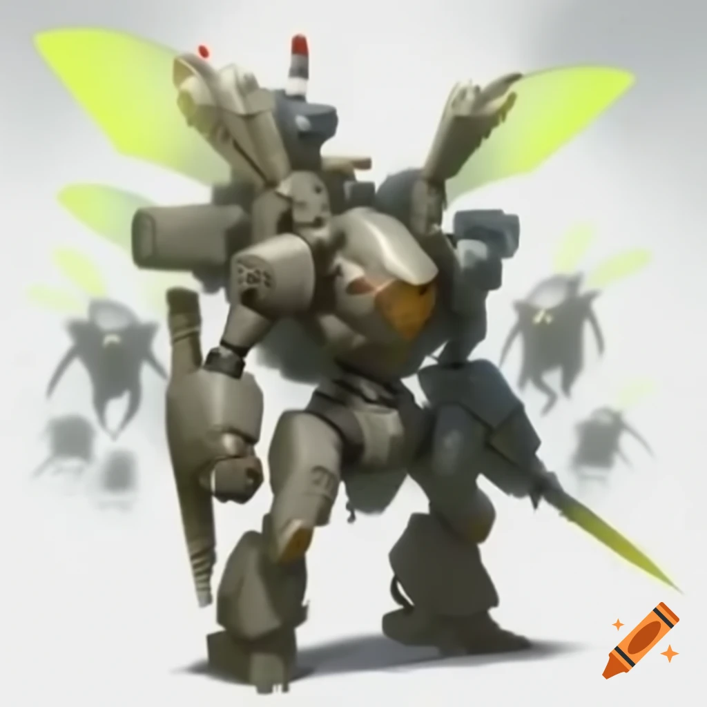 Combat mecha with dagger and insectoid humanoid design in knight armor ...
