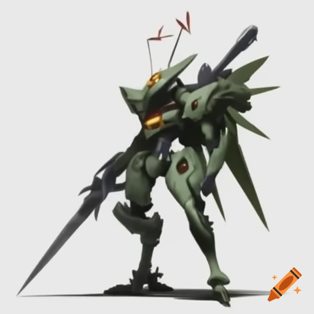 Combat mecha with dagger and knight armor on white background ...