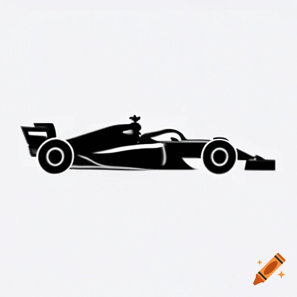 Silhouette of a Formula One racecar in vector graphic on Craiyon
