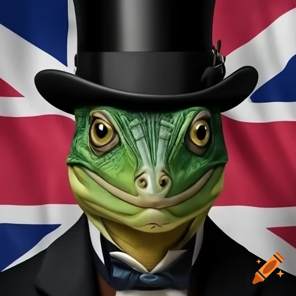 Man with lizard skin and high top hat in English flag colors, City of ...