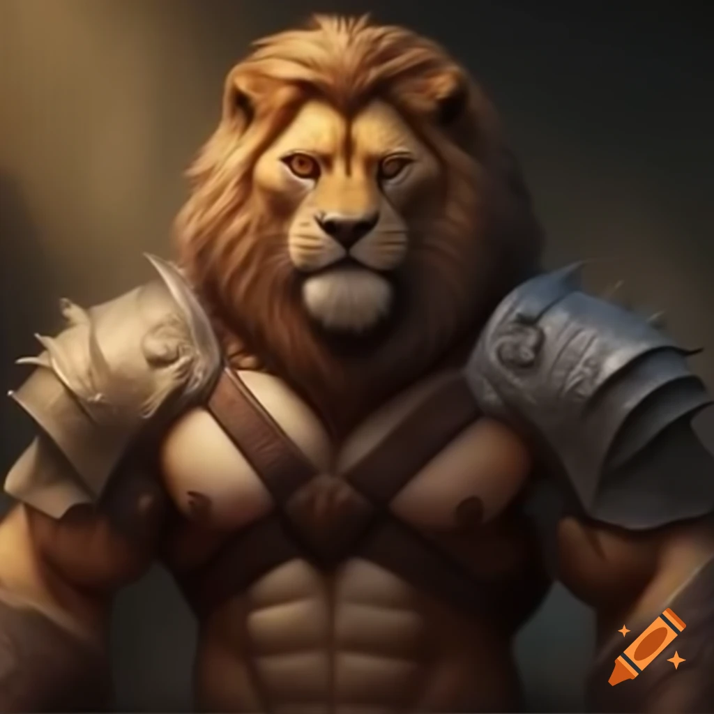 Anthro lion character design with chest harness and shirt for video ...