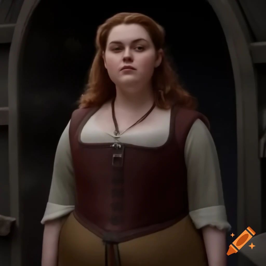 Full-body medieval maidservant in commoner's clothing on Craiyon