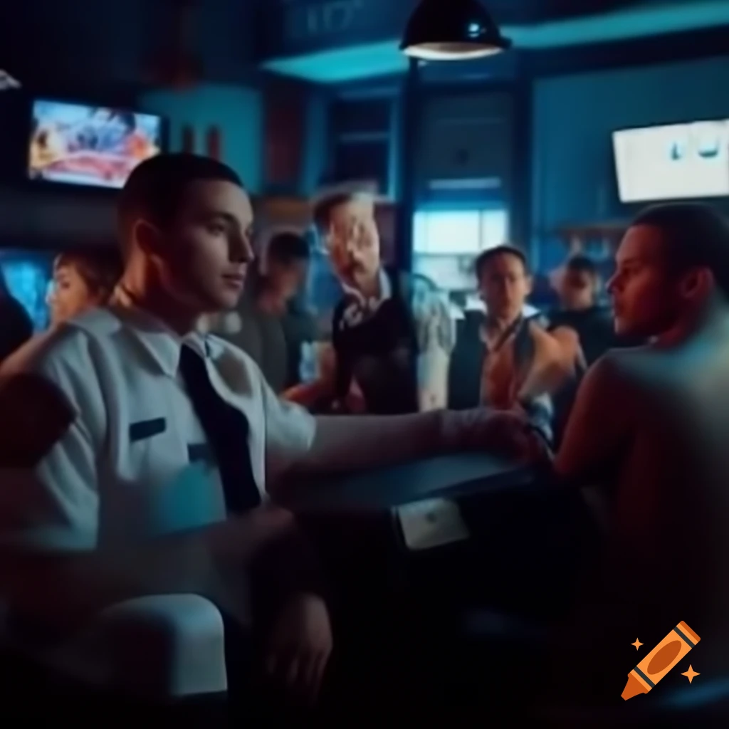 Crime scene investigators working in a karaoke bar on Craiyon