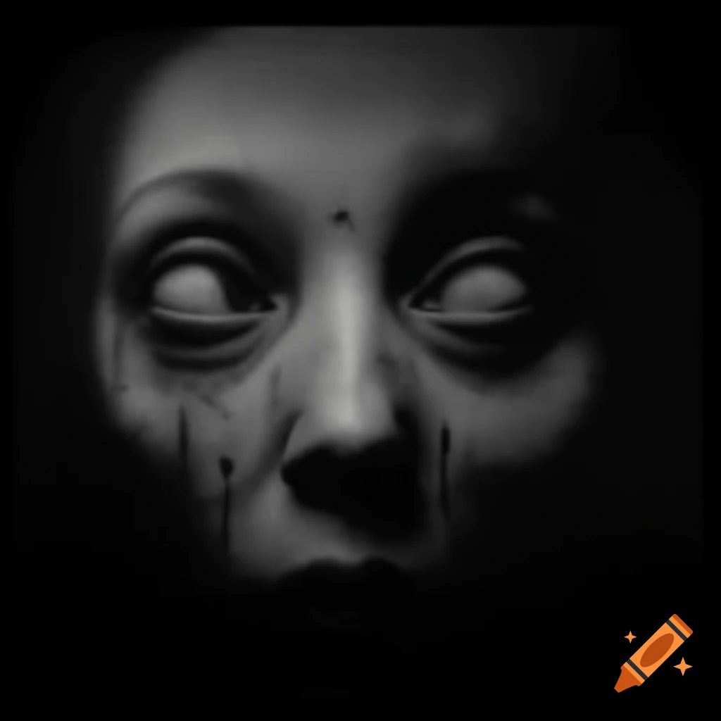 Abstract surreal horror scene with vintage photo effects and film grain ...