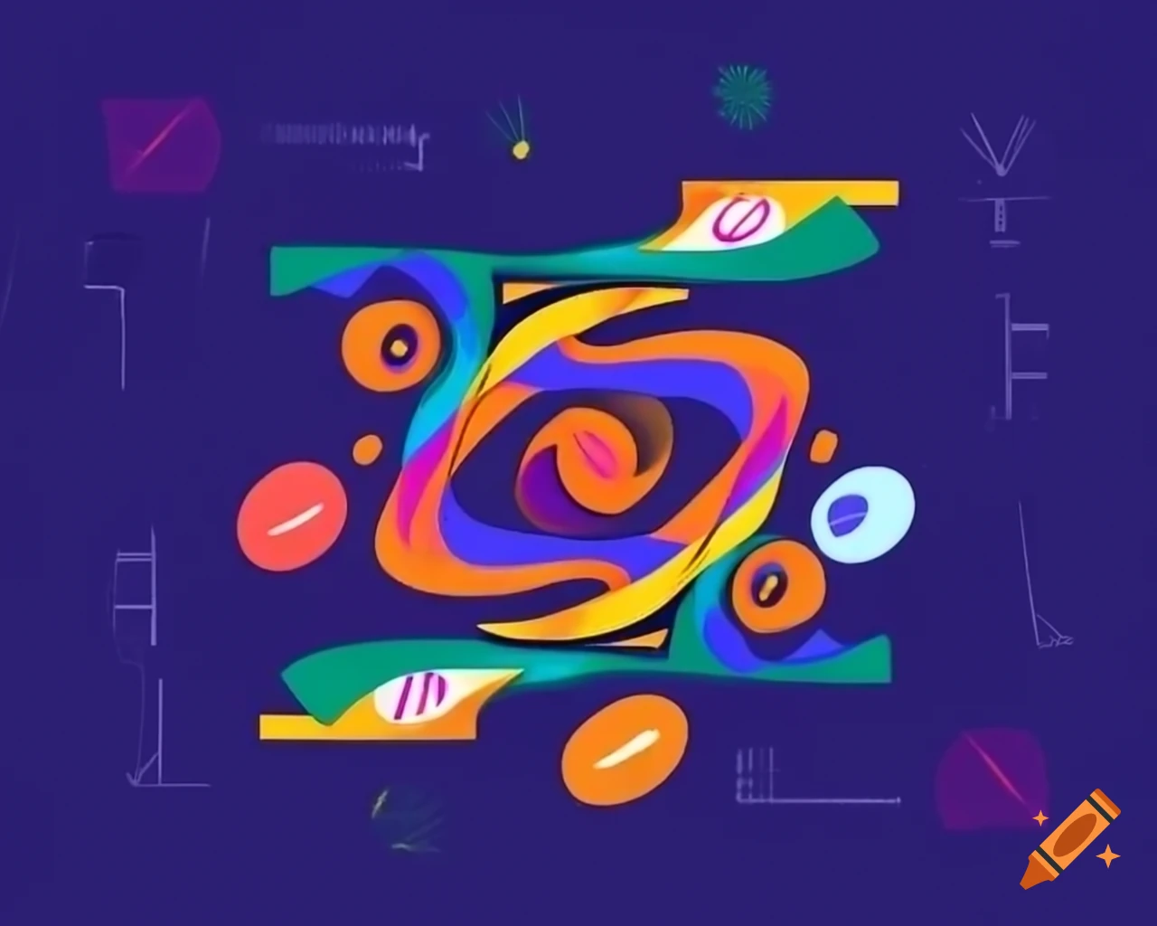 Abstract colorful representation of mathematics with geometric shapes ...