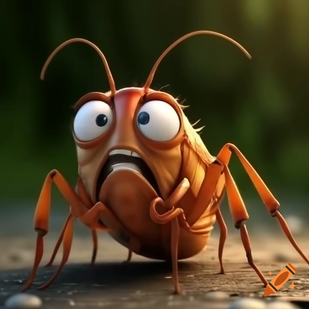 Scared cockroach on Craiyon