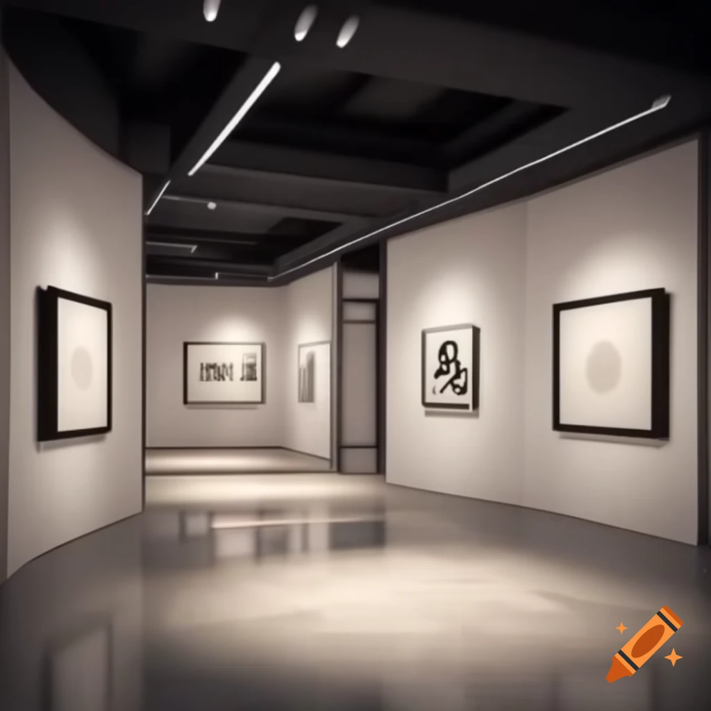 Realistic interior render of modern art gallery based on specific floor ...