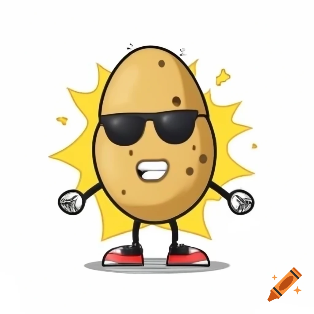 Cartoon soldier potato with sunglasses walking away from explosion on ...