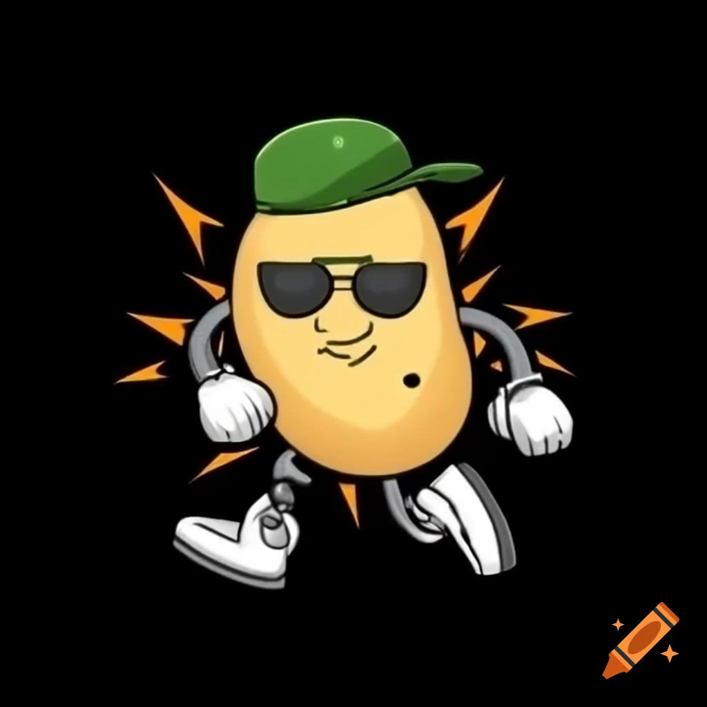 Cartoon soldier potato with sunglasses walking away from explosion on ...