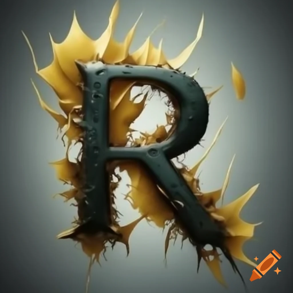 Stylish shattered letter R with sharp edges on Craiyon