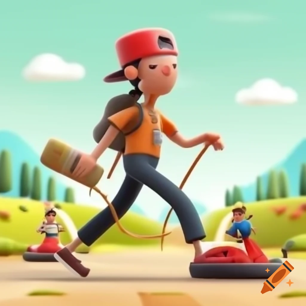 Cartoon depicting team building activities such as walking and karting ...