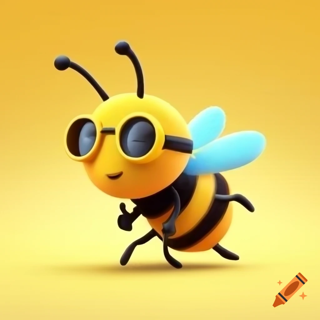 Cute cartoon bee wearing goggles in digital art style on Craiyon
