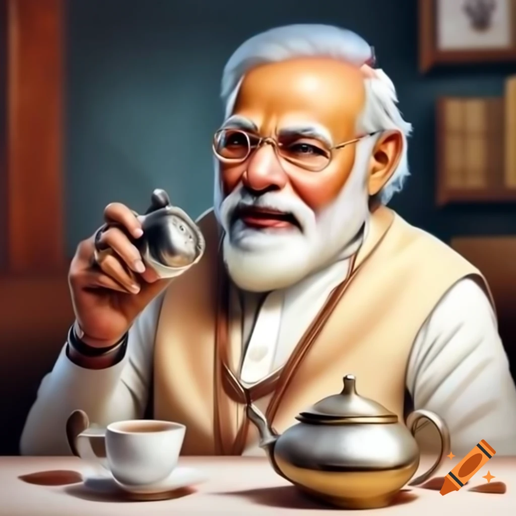 Character resembling Narendra Modi as a tea seller, showcasing hard ...