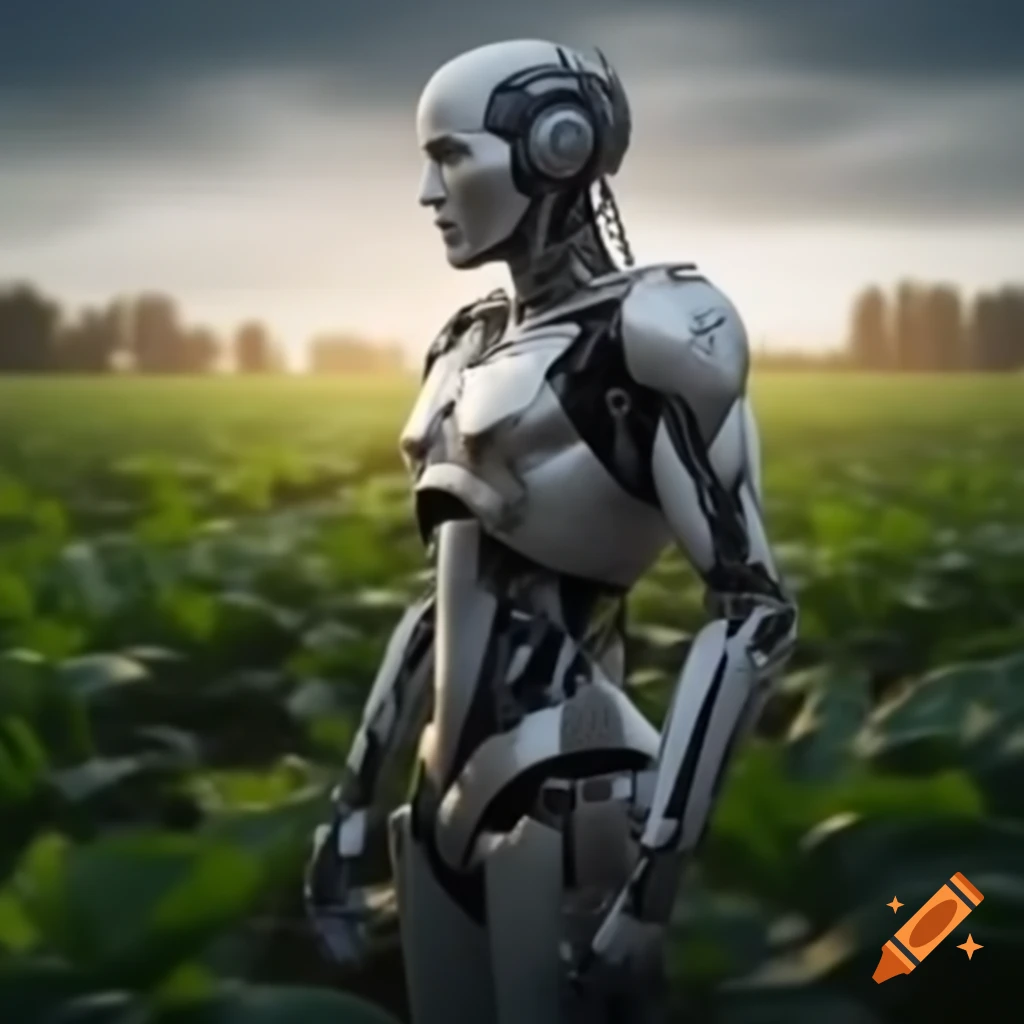 Primitive cyborg standing at the edge of an abyss representing ...