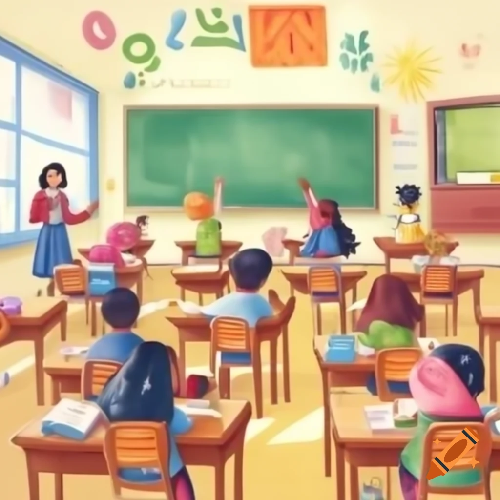 Enthusiastic middle school students engaged in math class with teacher ...