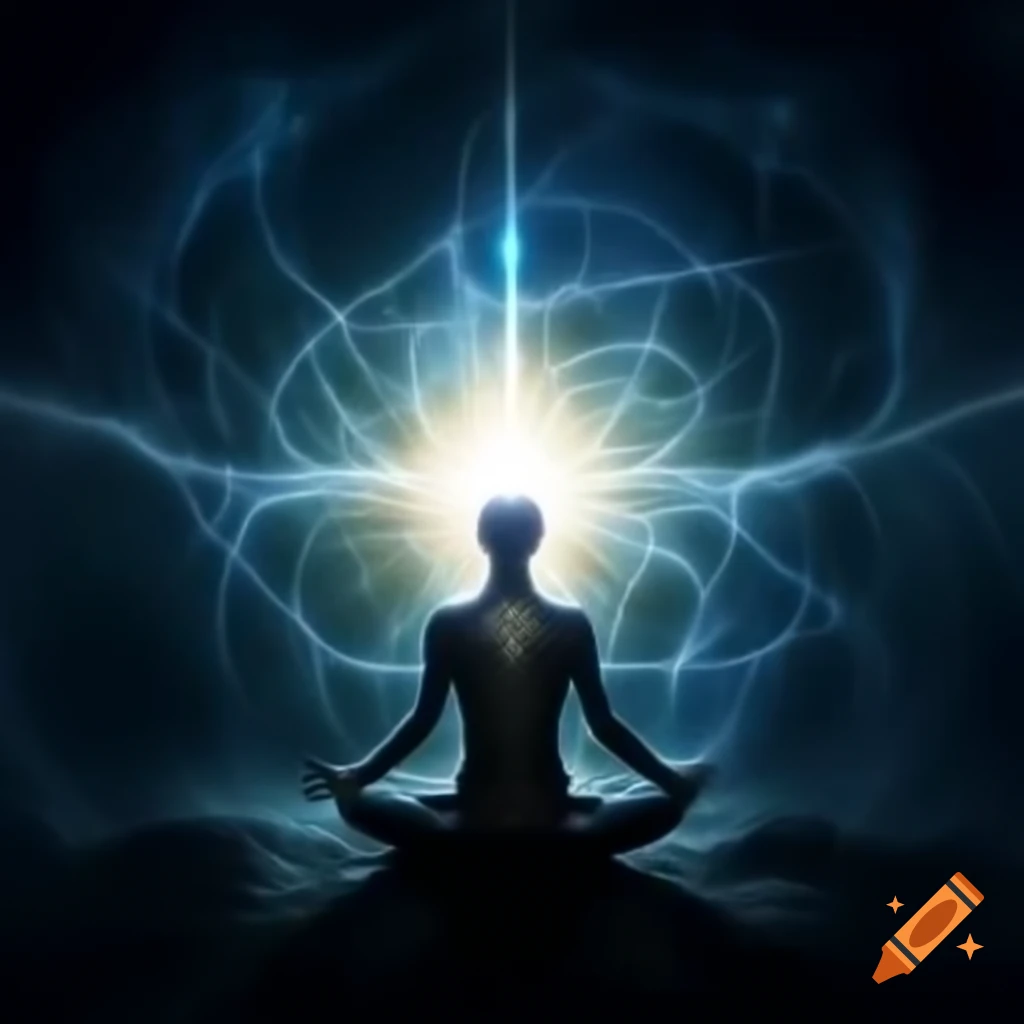 Concept of spiritual awakening with energy and light themes on Craiyon