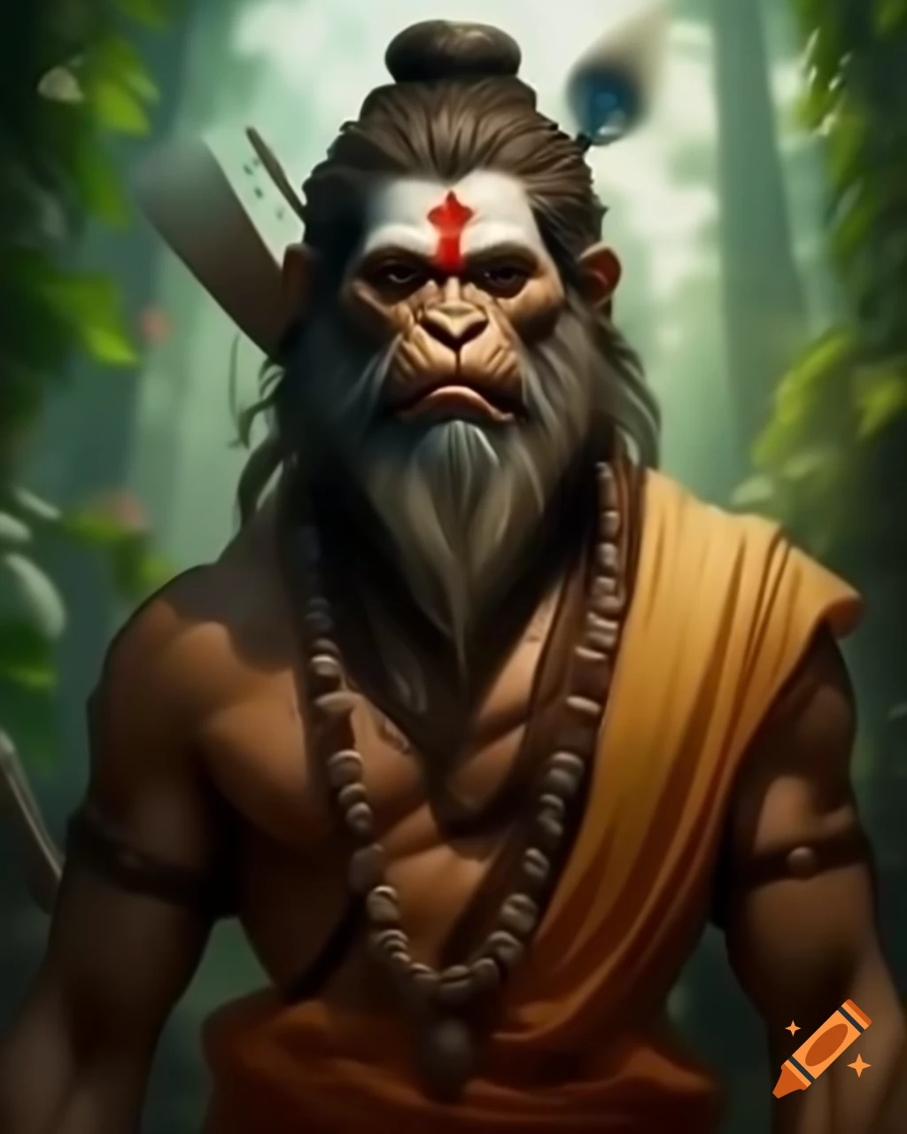 Detailed digital illustration of Lord Ram and Sugriv meeting in dense ...