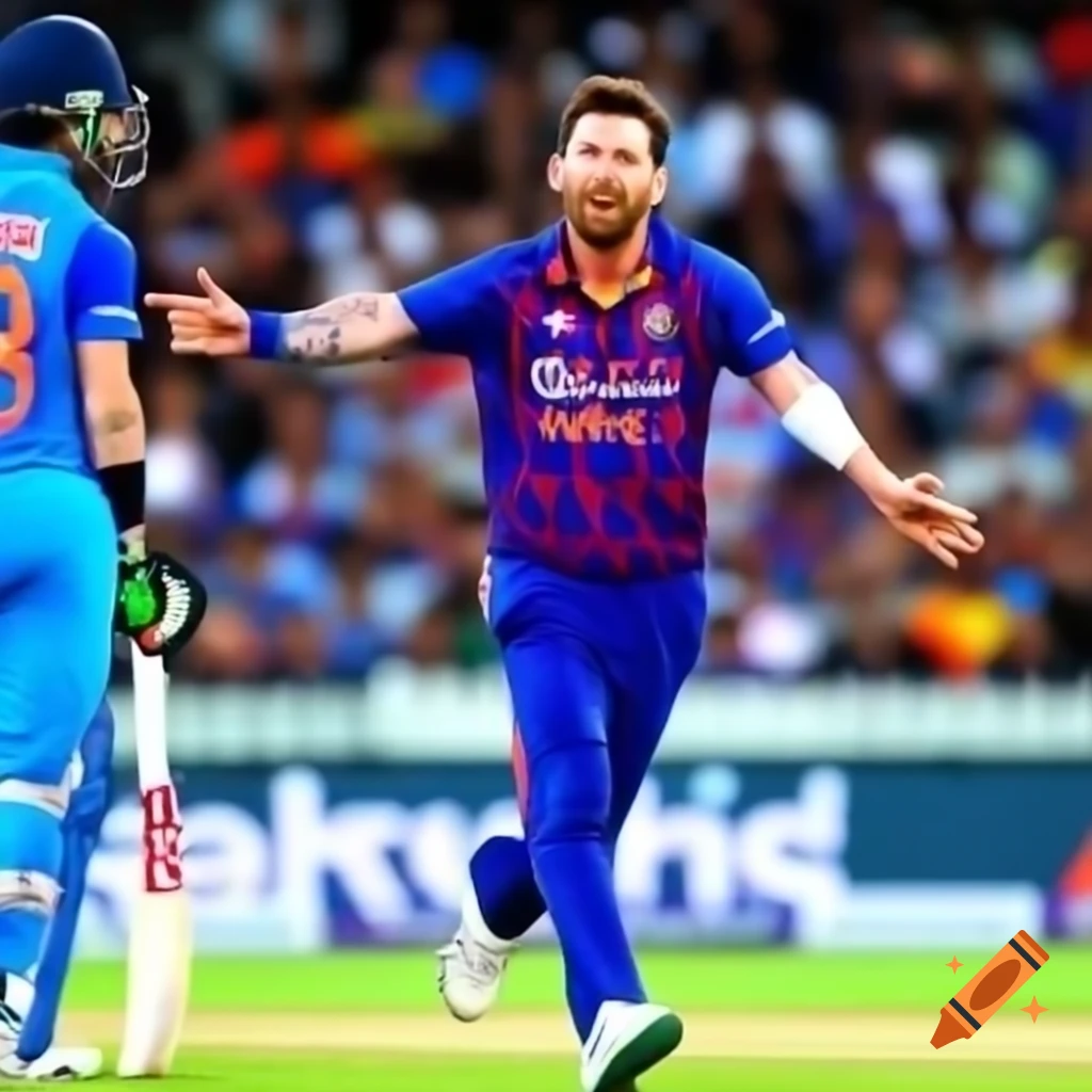 Lionel Messi playing cricket on Craiyon