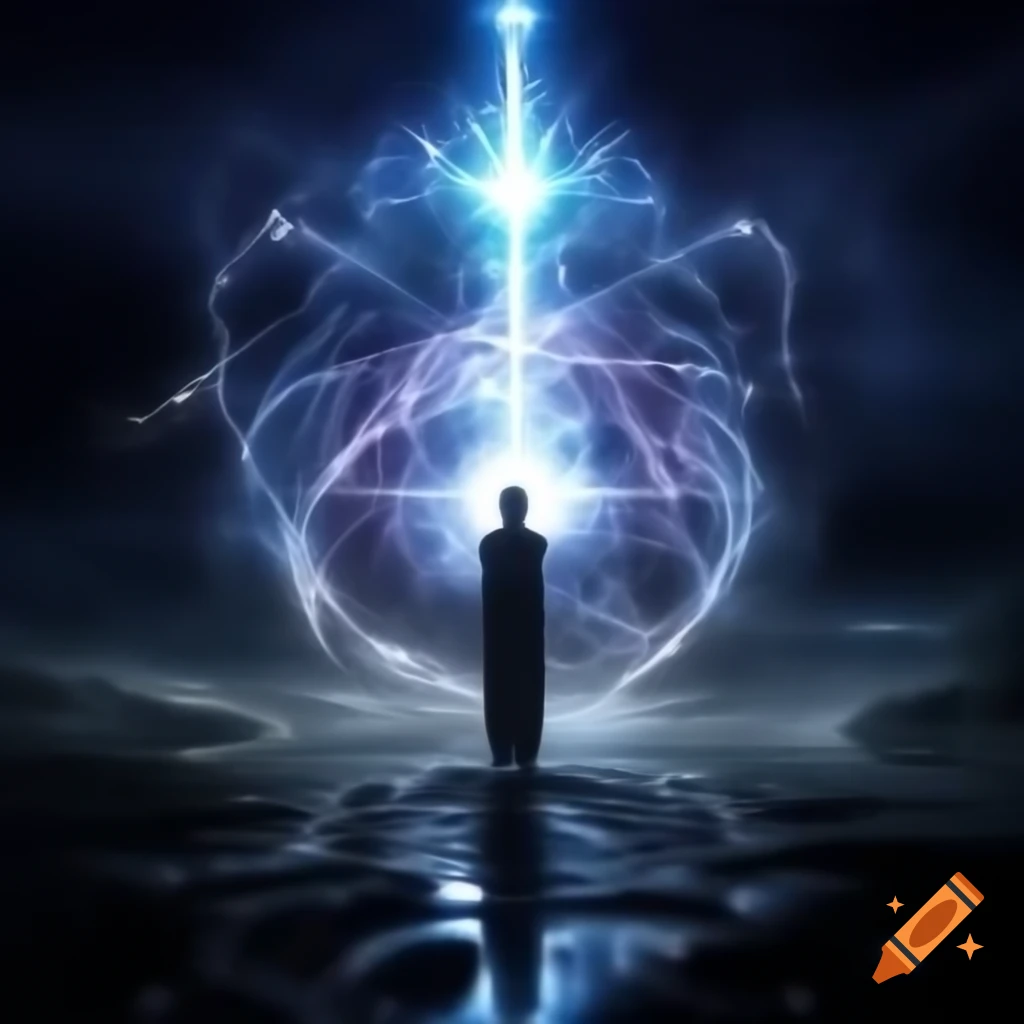 Concept of spiritual awakening with energy and light themes on Craiyon