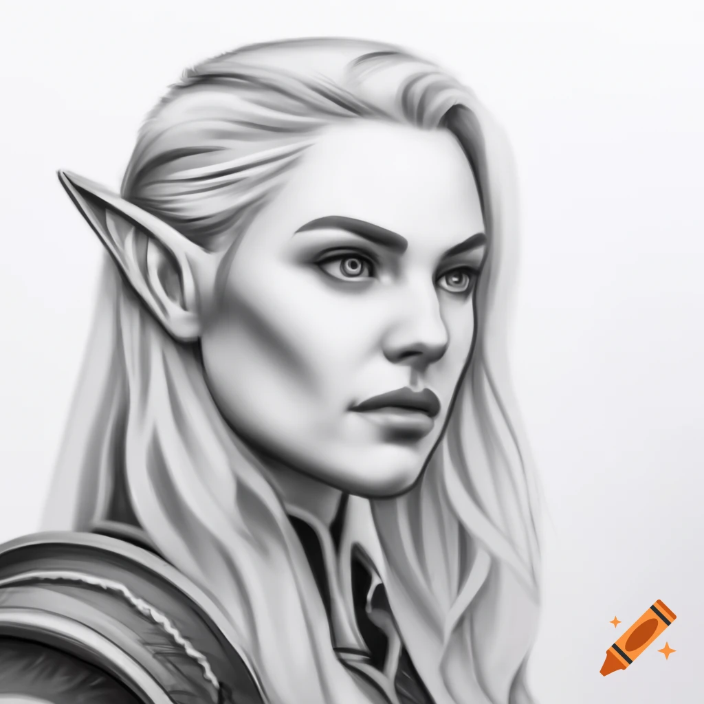 Detailed pencil sketch of female Dungeons and Dragons cleric half ...