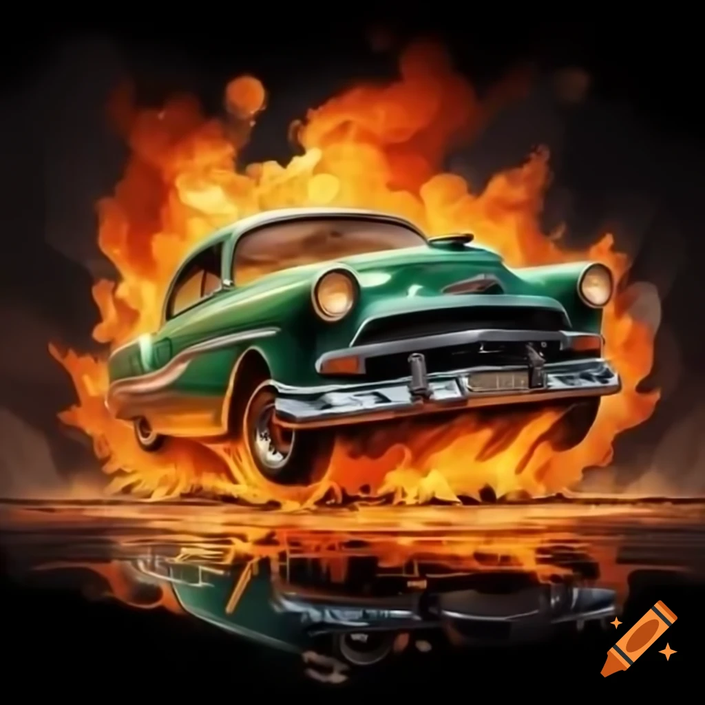 Cartoon car flowing down beer funnel with explosion at the bottom on ...