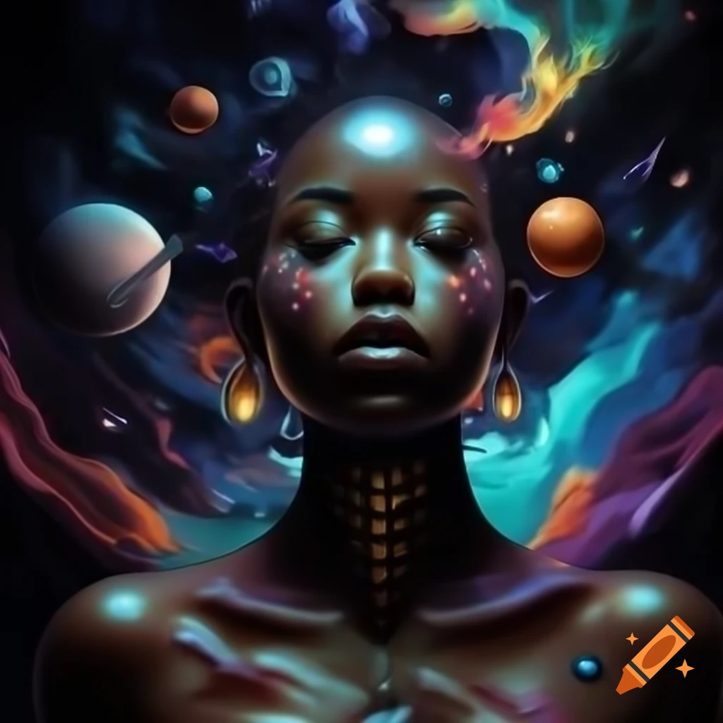 Mystical cosmic void with galaxies and dark energy representation on ...