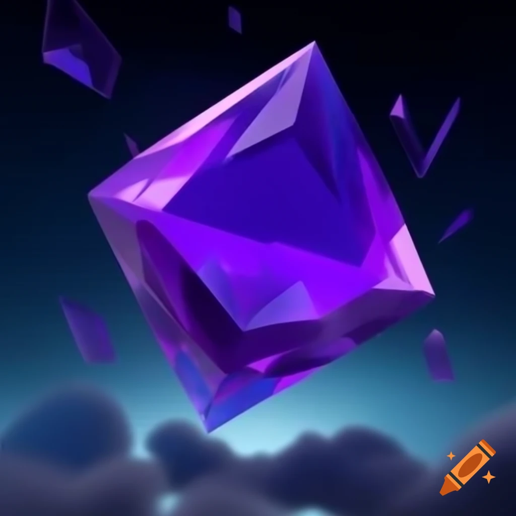Vibrant purple prism floating in midair, fantasy art on Craiyon