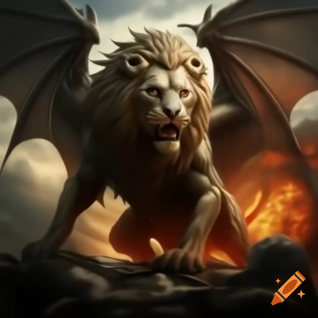 Mythical creature combining lion and dragon features on Craiyon
